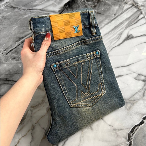 Louis Vuitton | Jeans | Louis Vuitton Denim Jeans With Yellow Accent ...